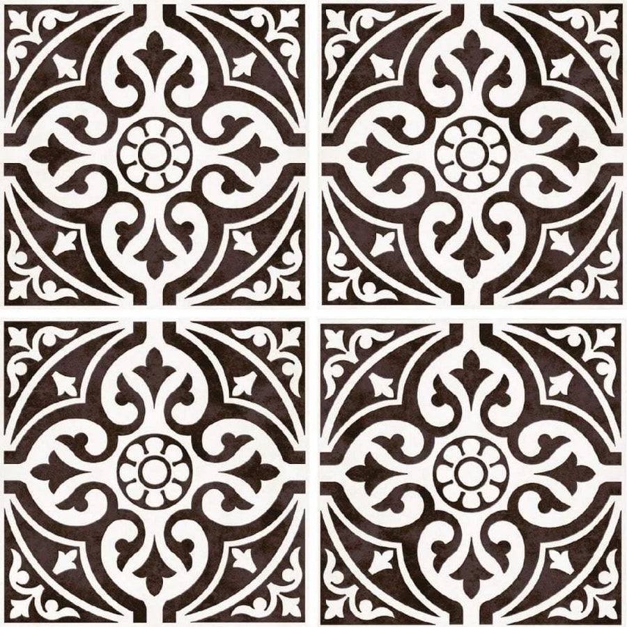Kingsbridge Black Patterned Wall and Floor Tiles - 330 x 330mm
